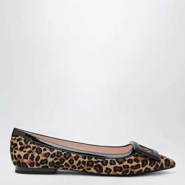 ROGER VIVIER Gommettine Ballerina Leopard Print Pony Skin - Cream