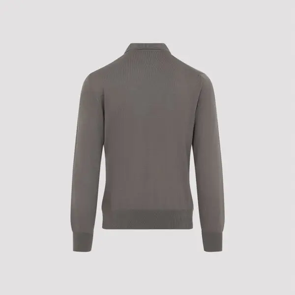 Brioni Long Sleeves Zip Polo - Brown