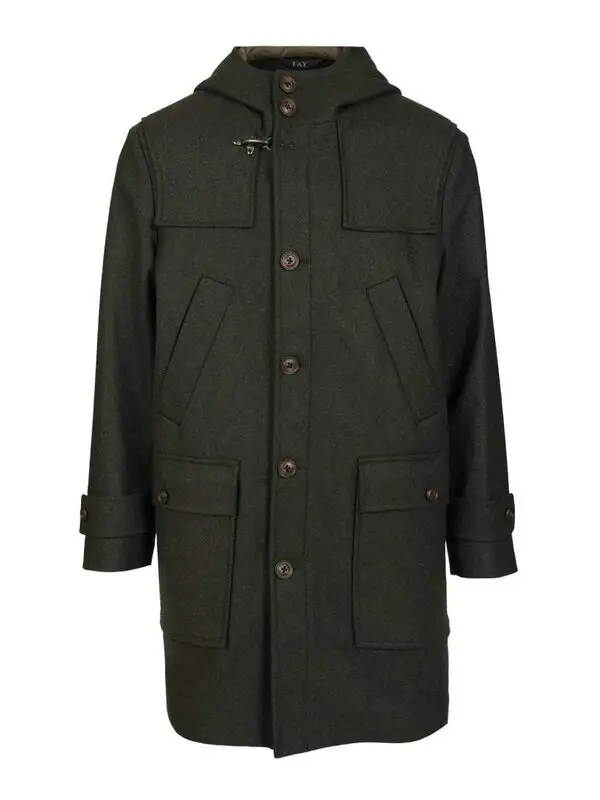 FAY Wool And Cashmere Coat - Green