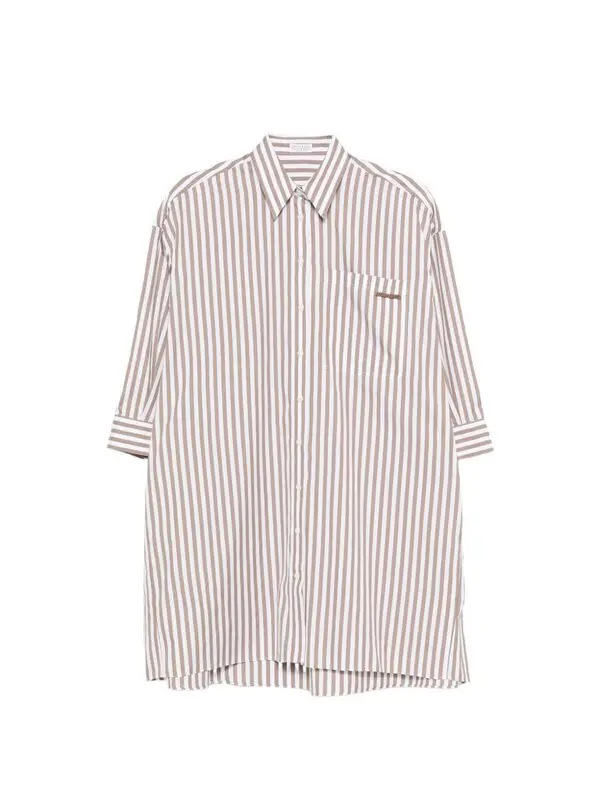 Brunello Cucinelli Striped Cotton And Silk Shirt - Multicolor