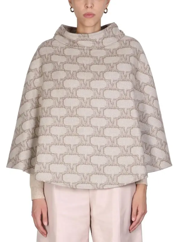 Max Mara Jacquard High Neck Cape Dorina - Cream