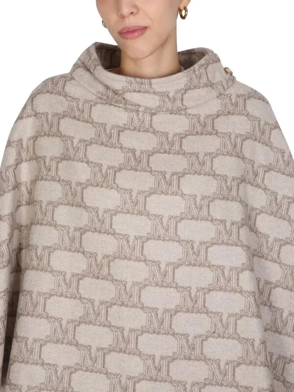 Max Mara Jacquard High Neck Cape Dorina - Cream
