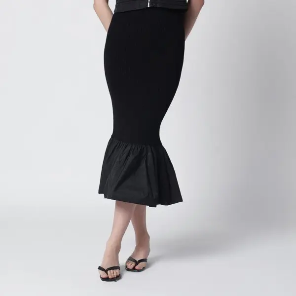 PATOU Faille Ruffle Hem Skirt