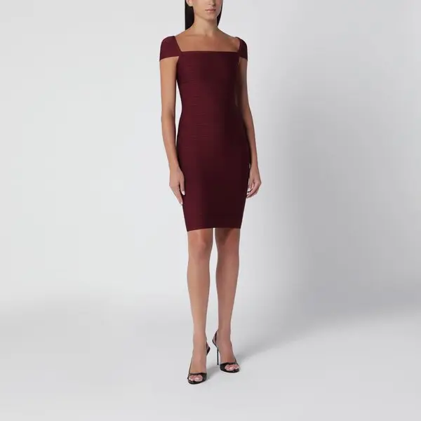 ROTATE BY BIRGER CHRISTENSEN Fitted Midi Knit Dress - Red