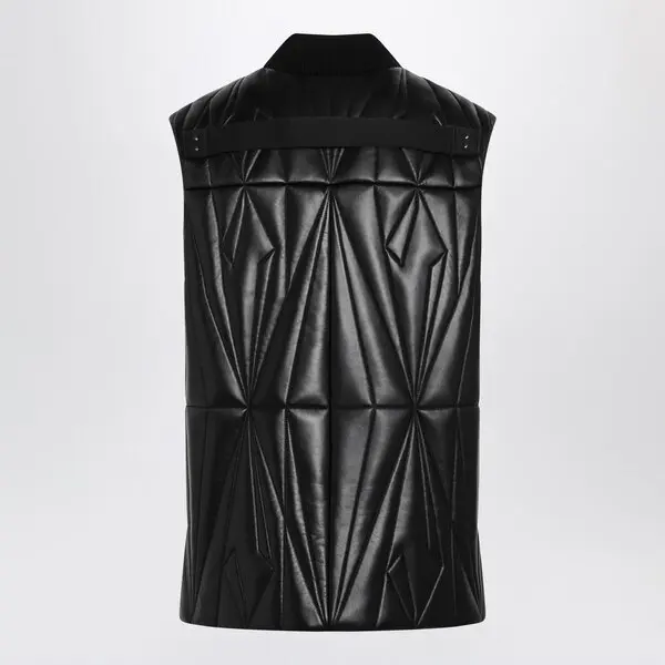 Moncler Rick Owens Faux Leather Zip-up Vest - Black