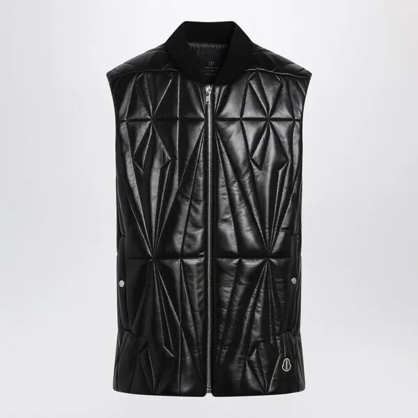 Moncler Rick Owens Faux Leather Zip-up Vest - Black