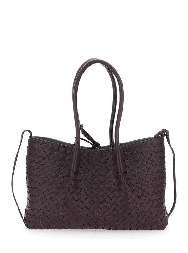 Bottega Veneta Bordeaux Bag 'pinacoteca' Medium With Intreccio Motif In Leather For - Multicolor
