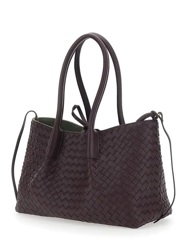 Bottega Veneta Bordeaux Bag 'pinacoteca' Medium With Intreccio Motif In Leather For - Multicolor