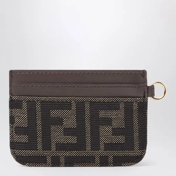 Fendi Ff Zucca Jacquard And Leather Card Case - Brown