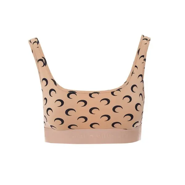 MARINE SERRE Moon Print Sport Bra - Cream