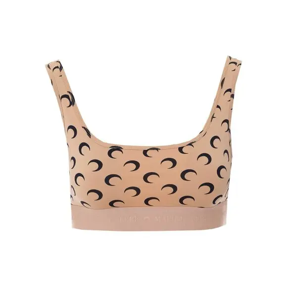 MARINE SERRE Moon Print Sport Bra - Cream