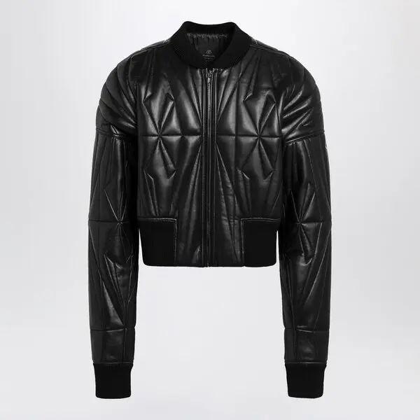 Moncler Rick Owens Leather Zip-up Bomber Jacket - Black