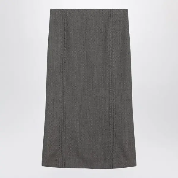 MAISON MARGIELA And Beige Patterned Wool Midi Skirt - Brown
