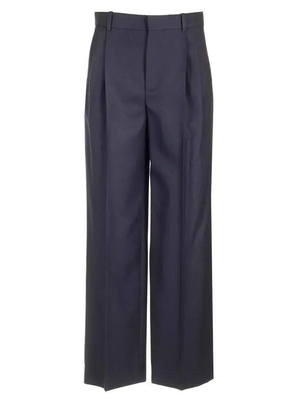 Loewe Mid-rise Pleated Straight Leg Trousers - Blue