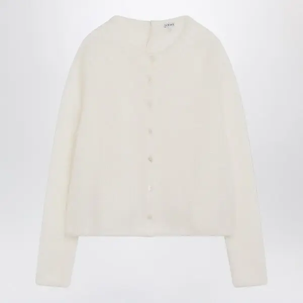 Loewe White Mohair-blend Cardigan
