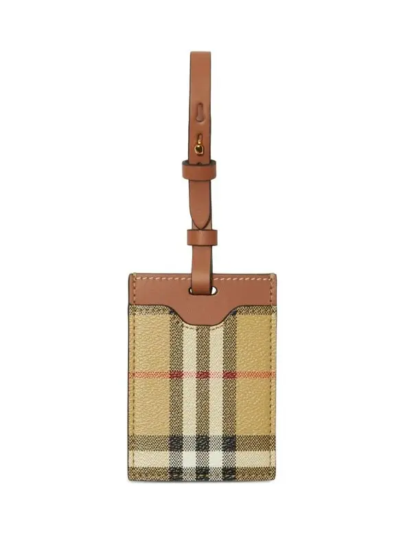 Burberry Check Leather Luggage Tag - Brown