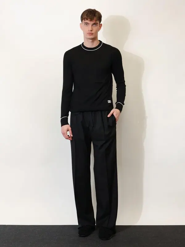 Dolce & Gabbana Virgin Wool Sweater With Embroidered Dg Logo