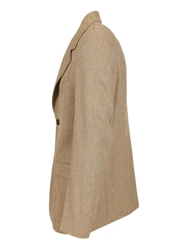 GOLDEN GOOSE Single-breasted Chevron Linen Blend Blazer