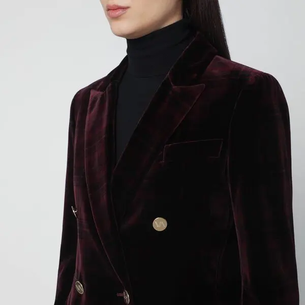 VITOVI Bordeaux Velvet Double-breasted Jacket