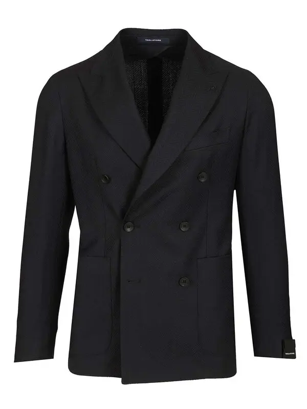 Tagliatore Double-breasted Herringbone Fabric Blazer