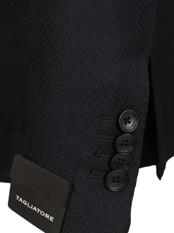 Tagliatore Double-breasted Herringbone Fabric Blazer
