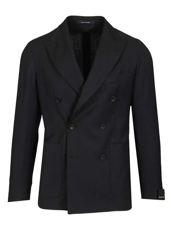 Tagliatore Double-breasted Herringbone Fabric Blazer