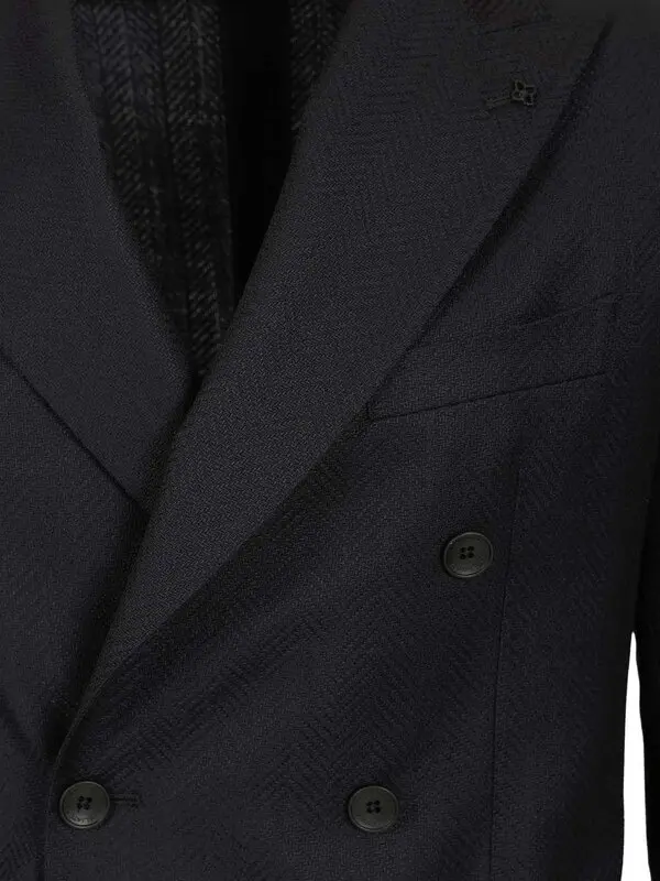 Tagliatore Double-breasted Herringbone Fabric Blazer