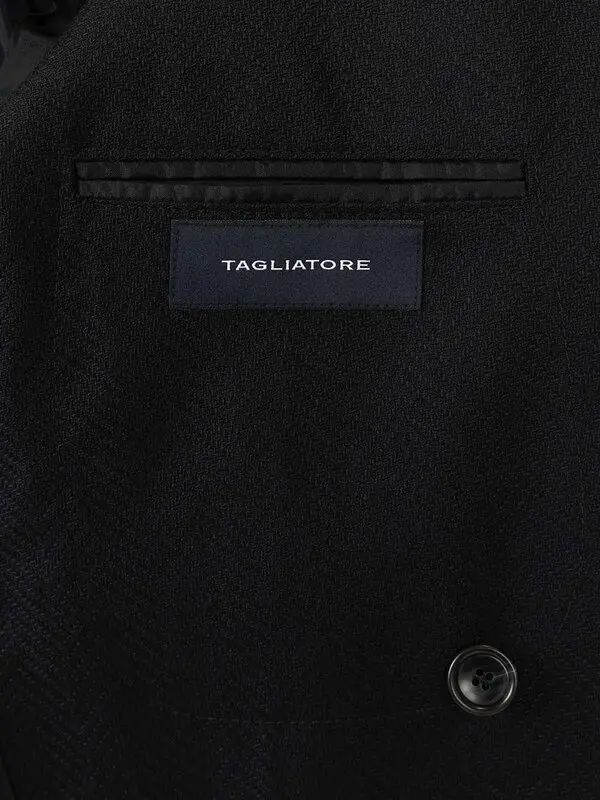 Tagliatore Double-breasted Herringbone Fabric Blazer
