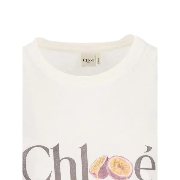 Chloé Organic Cotton Logo Print T-shirt - Cream