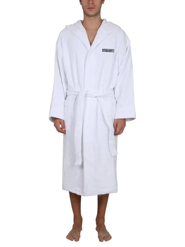 Dsquared2 Hooded Bathrobe With Logo