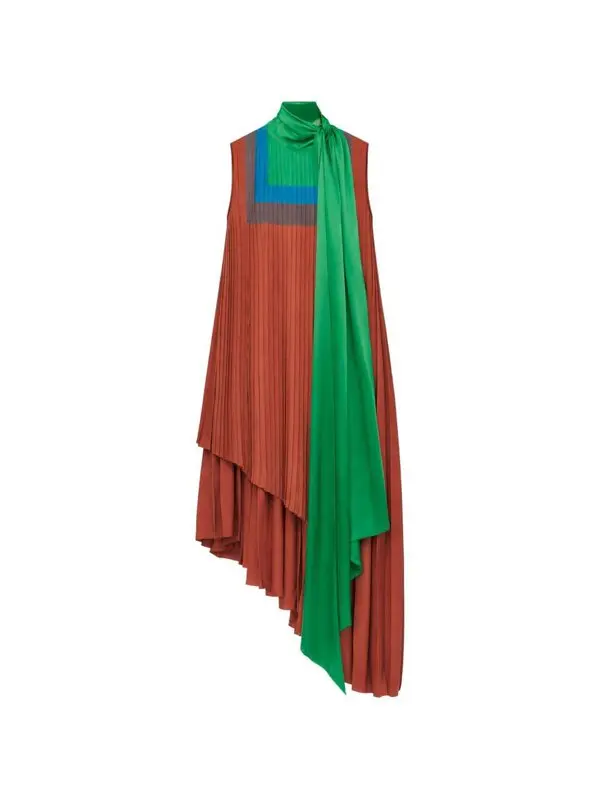 Loewe Pleated Asymmetric Dress - Multicolor