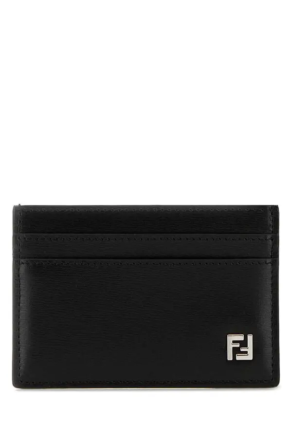 Fendi Leather Card Holder - Black