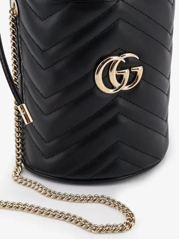 Gucci Gg Marmont Matelasse Leather Bucket Bag - Black