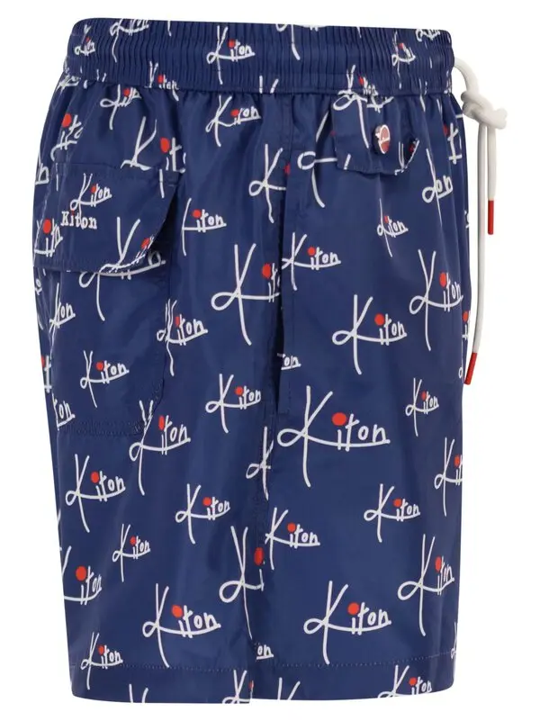 Kiton Patterned Swim Boxers - Blue