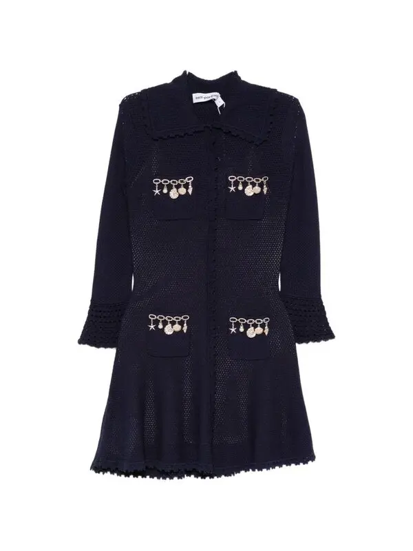SELF-PORTRAIT Charm Detail Pointelle Knit Mini Dress - Multicolor