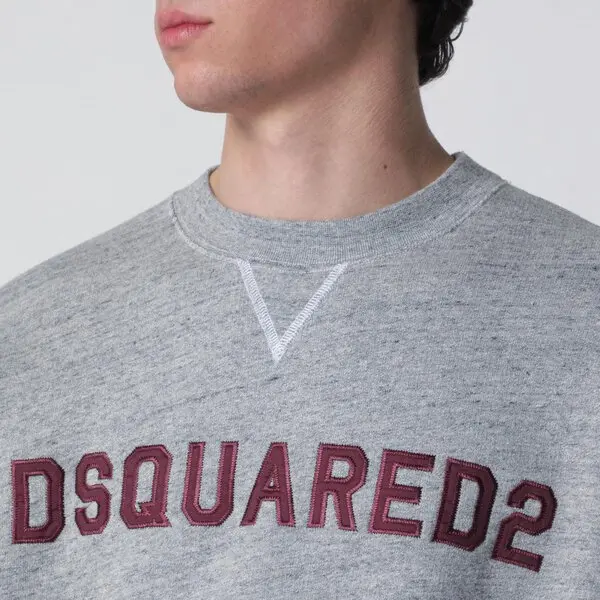Dsquared2 Grey Melange Sweatshirt With Logo Embroidery