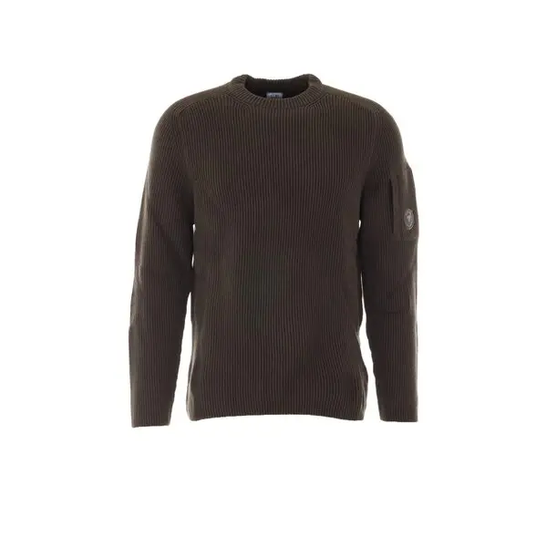 C.P. COMPANY Ribbed Lens Sweater - Brown