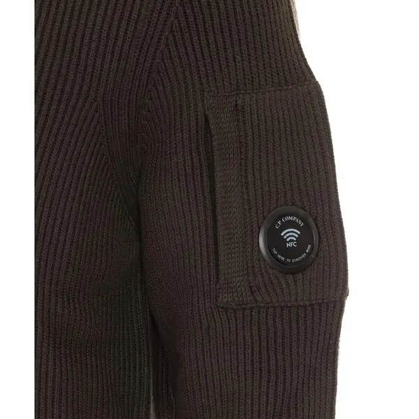 C.P. COMPANY Ribbed Lens Sweater - Brown