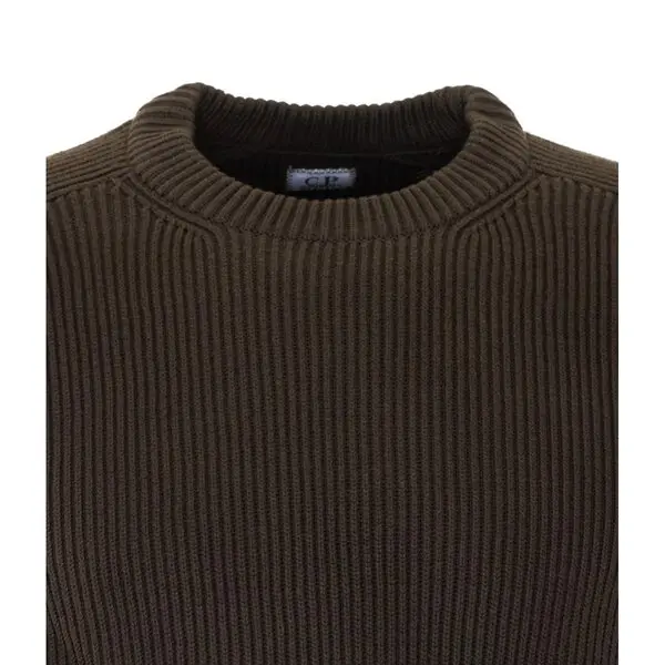 C.P. COMPANY Ribbed Lens Sweater - Brown