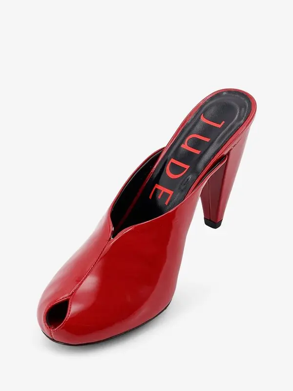 JUDE Paw Mule Patent Leather Sandals - Red
