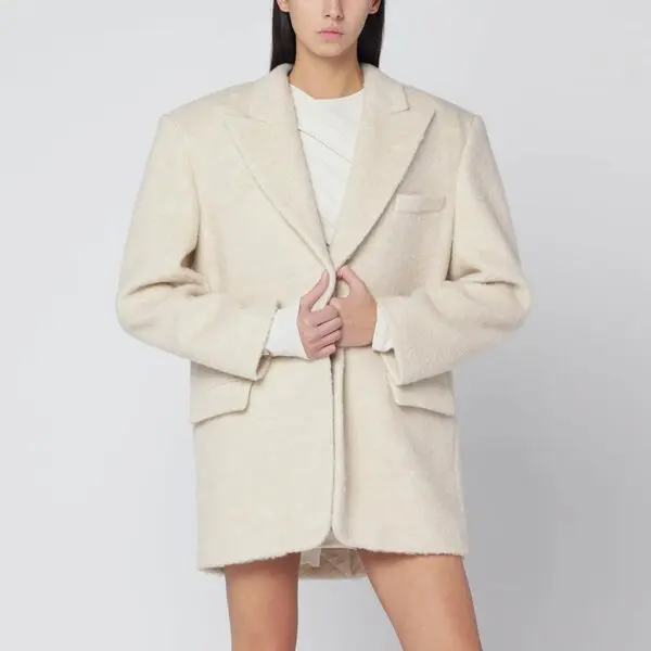 Andamane Oversized Ivory Jacket In Wool Blend