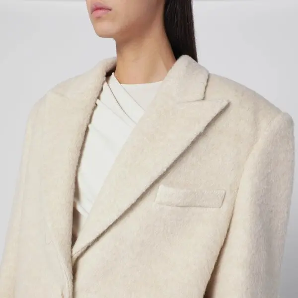 Andamane Oversized Ivory Jacket In Wool Blend