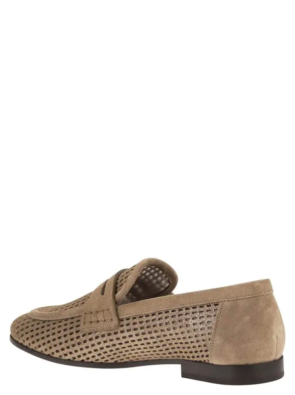 Brunello Cucinelli Sparkling Net Leather Loafers