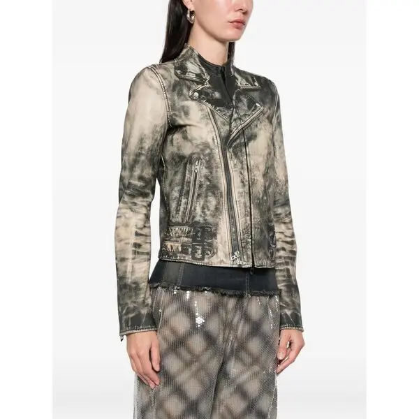 DIESEL® Neutrals Jackets Leather Jackets - Cream