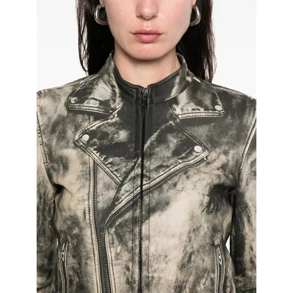 DIESEL® Leather Biker Jacket - Cream