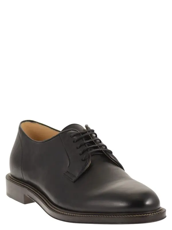 Brunello Cucinelli Derby Shoe In Smooth Calfskin Leather