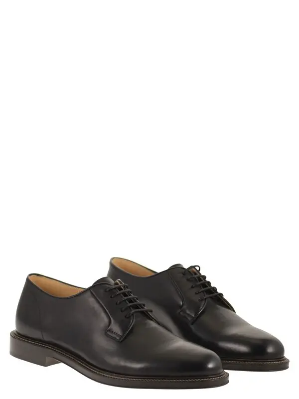 Brunello Cucinelli Derby Shoe In Smooth Calfskin Leather