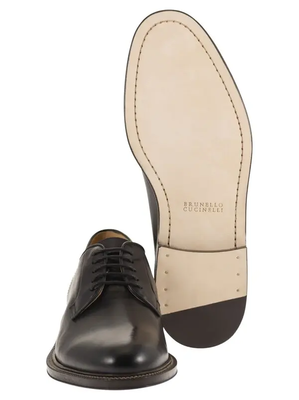 Brunello Cucinelli Derby Shoe In Smooth Calfskin Leather