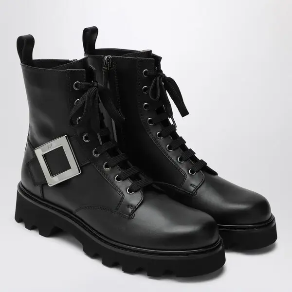 ROGER VIVIER Viv' Rangers Truck Leather Ankle Boots - Black
