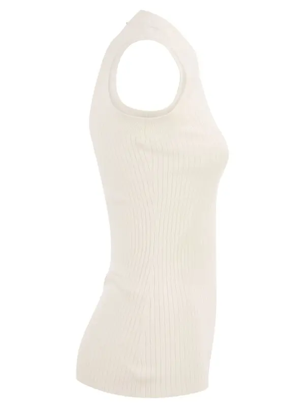 Sportmax Cotton Ribbed Knit Vest - White